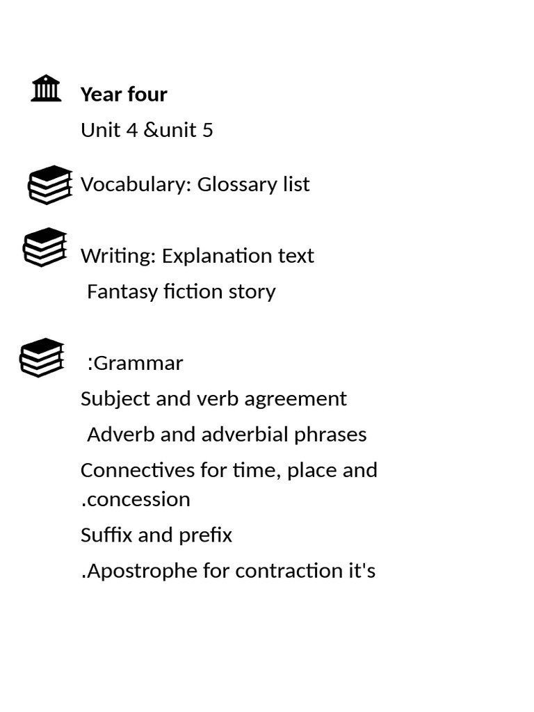 Year 4 Vocabulary and Grammar Guide | PDF