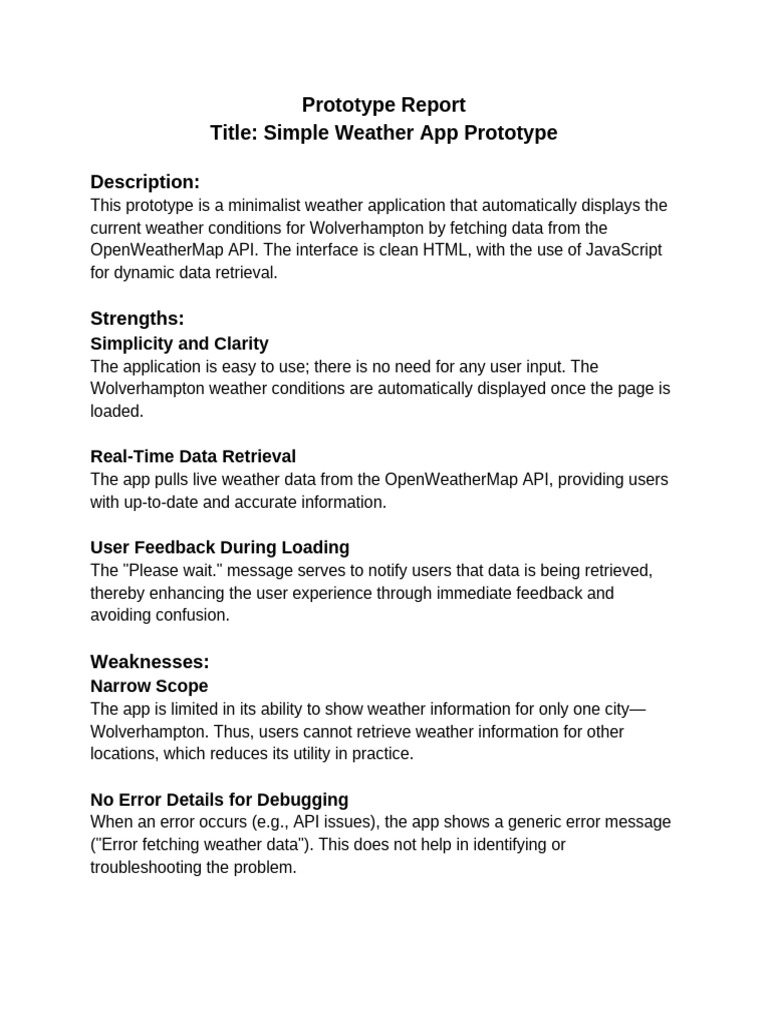 Prototype Report 1st | PDF