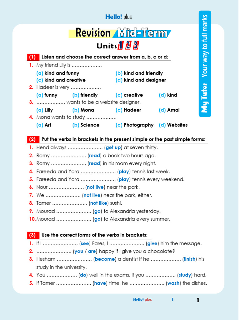 Hello! Plus 1st Term Revision Guide | PDF