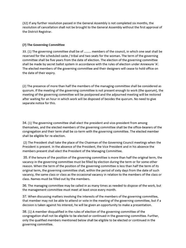 Model Bye Law Sample 3 08 | PDF | Committee | Quorum