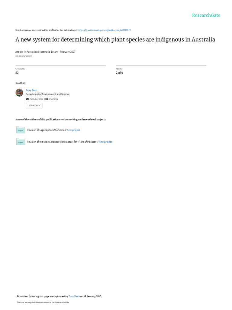 A new system for determining which palnt species are indigenous in ...