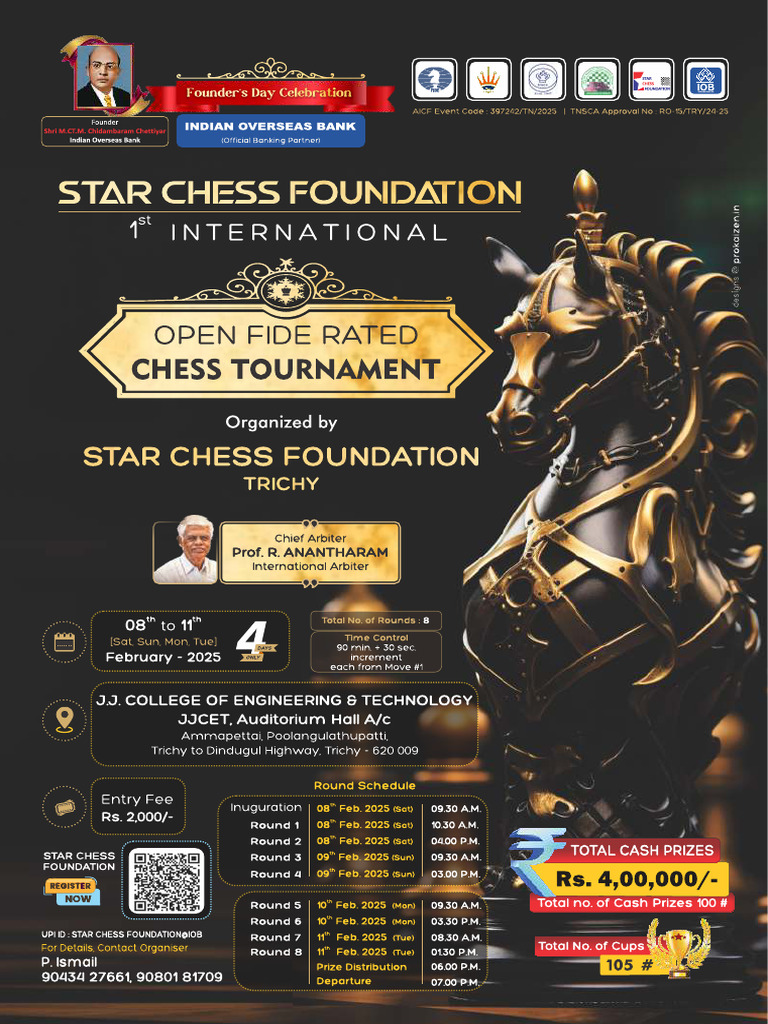 Trichy Chess Tournament Venue & Prizes | PDF | Chess