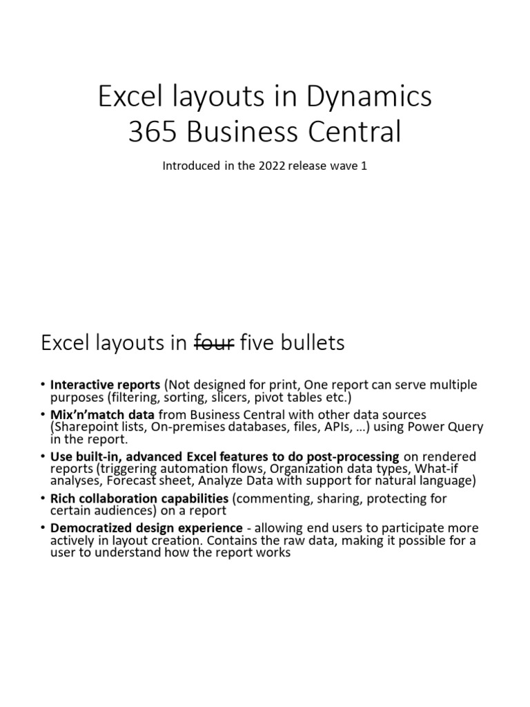 Excel Layouts in Dynamics 365 BC | PDF | Microsoft Excel | Page Layout