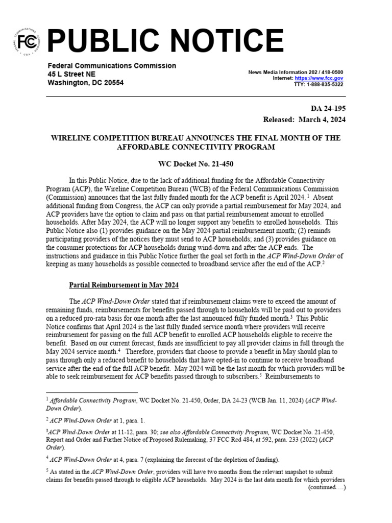 Public Notice | PDF | Federal Communications Commission | Justice