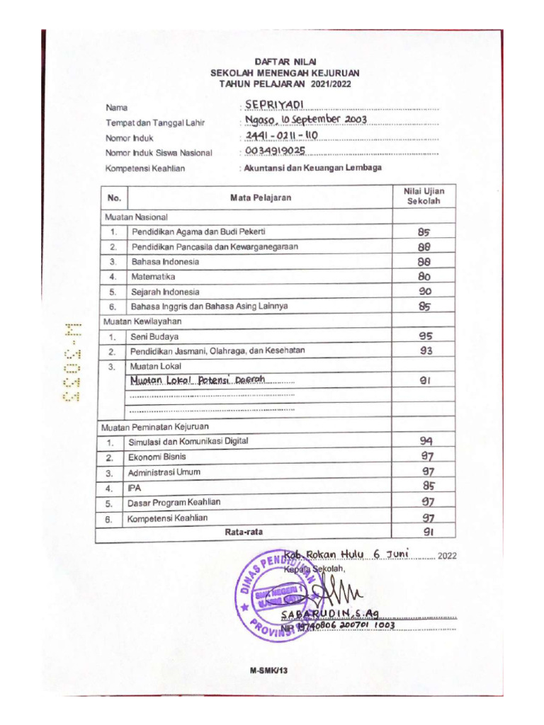 Transkrip Nilai - Compressed | PDF