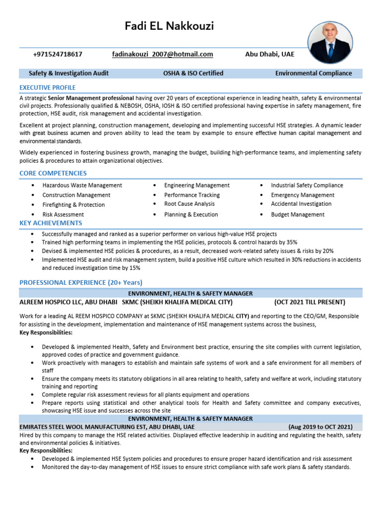 Fadi El Nakkouzi - 20 years | PDF | Occupational Safety And Health ...