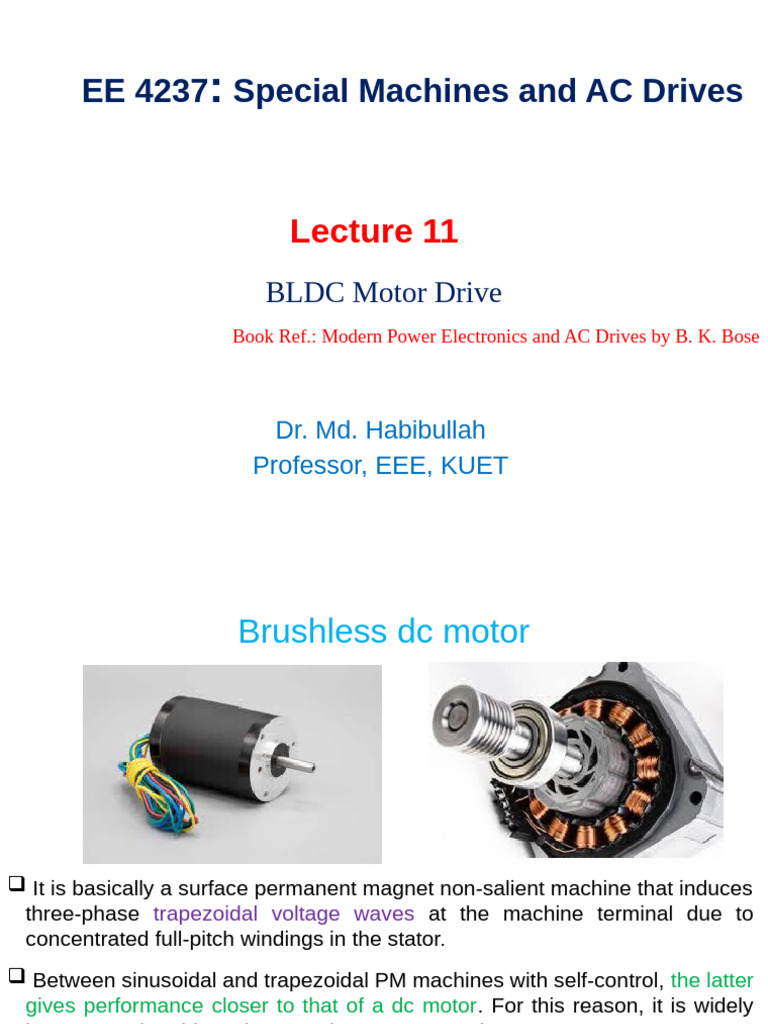 Lec 11 - BLDC Motor Drive | PDF | Electric Motor | Power (Physics)
