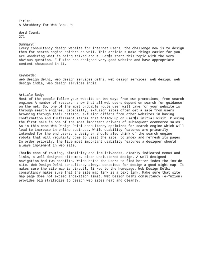 A Shrubbery For Web Back-Up | PDF