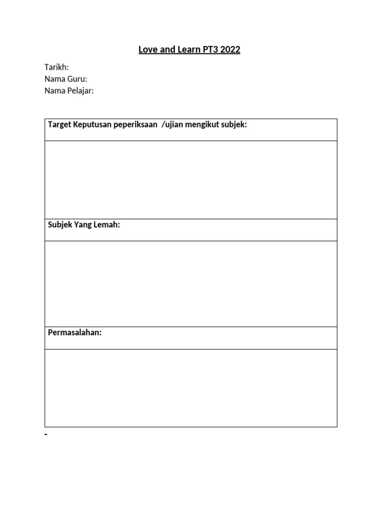 Template Love N Learn Ting 3 2022 | PDF
