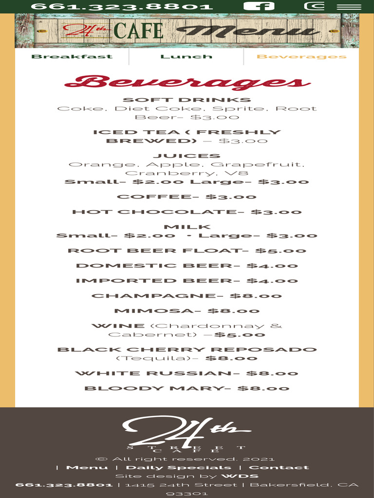 Menu - 24th Street Cafe, Bakersfield, CA | PDF