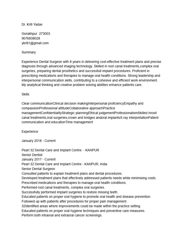 DR - Kriti Yadav Resume 1 | PDF