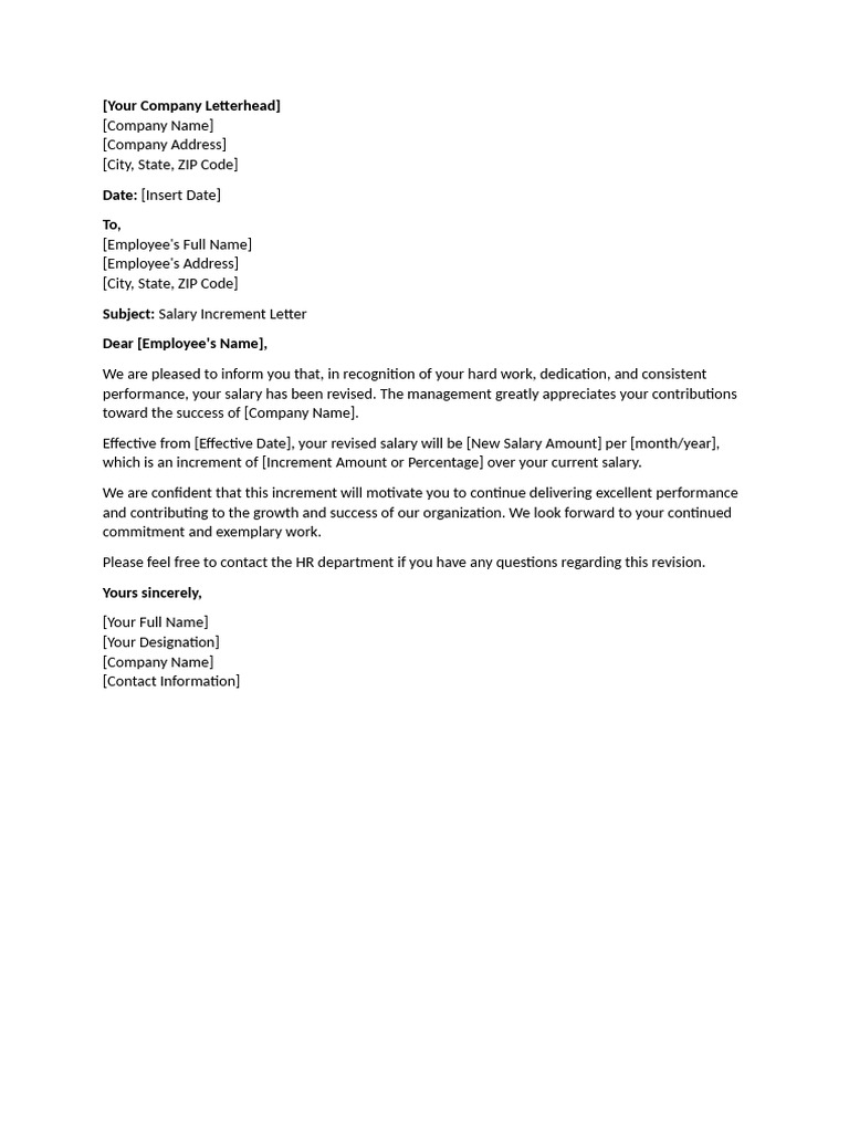 Salary Increment Notification Letter | PDF