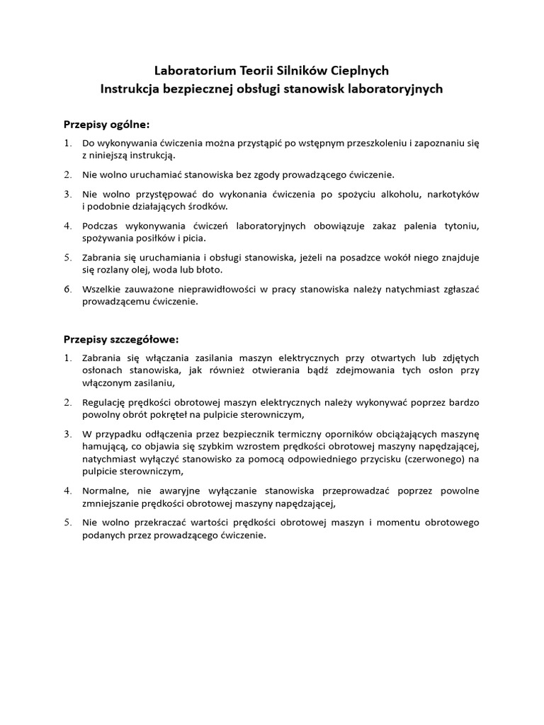 Instrukcja Bezpiecznej Obsługi Stanowisk Laboratoryjnych (BHP) - Lab ...