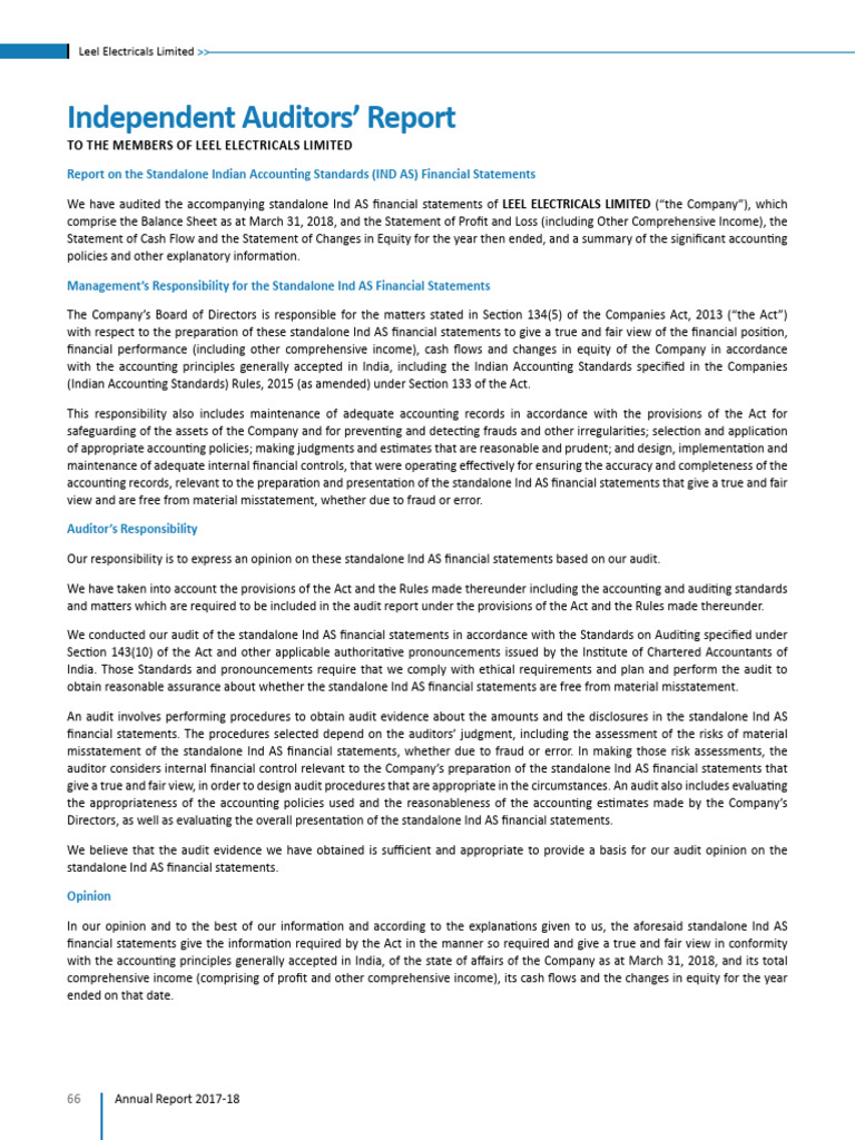 Standalone Financial Reports | PDF | Audit | Auditor's Report