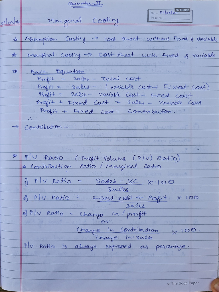 COst Management Notes | PDF