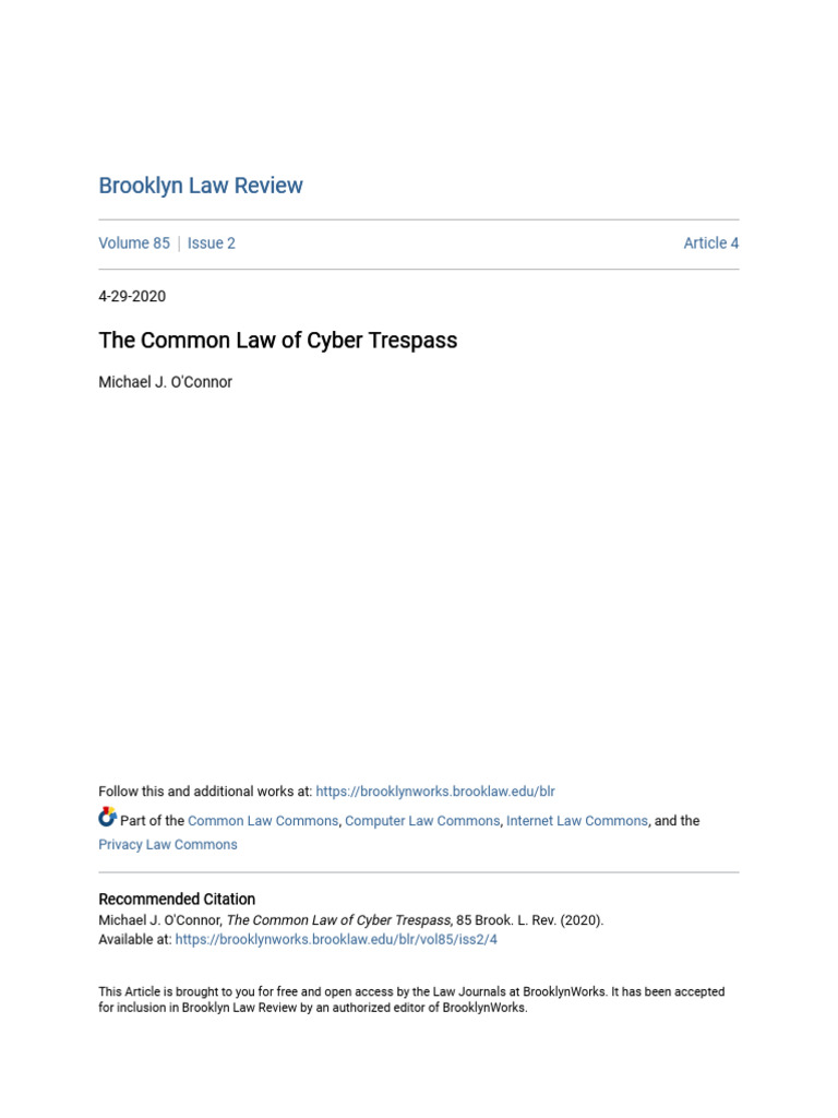 Common Law of Cyber Trespass Explained | PDF | Justice | Crime & Violence