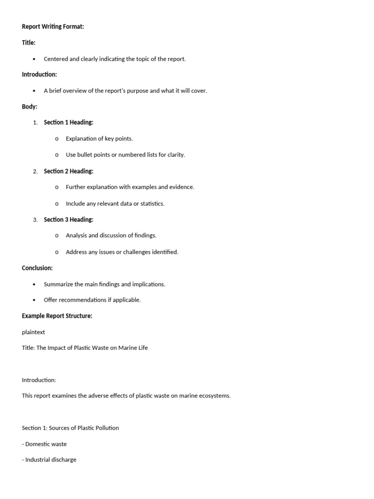 Report Writing Format | PDF | Natural Environment | Environmental Issues