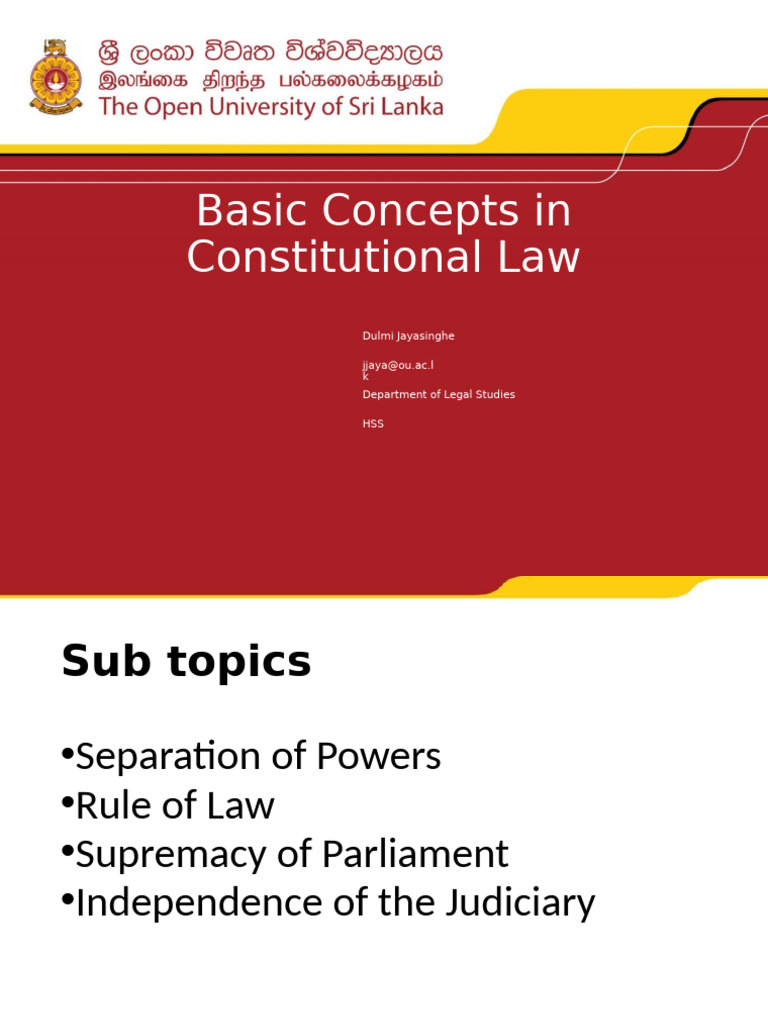 Key Principles of Constitutional Law | PDF | Separation Of Powers ...
