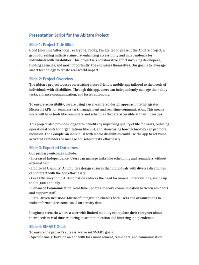 Abitare_Presentation_Script | PDF | Goal | Usability