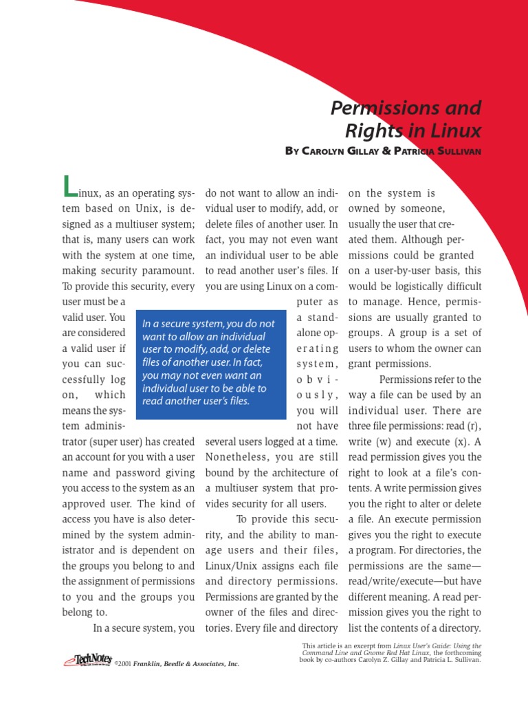 Permissions and Rights in Linux: B C G & P S | PDF | Games & Activities ...