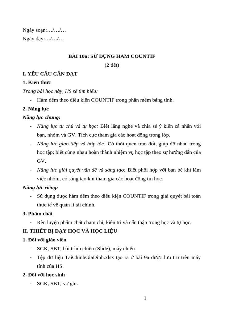 B10a Sdhamcountif Tin9 KNTT | PDF
