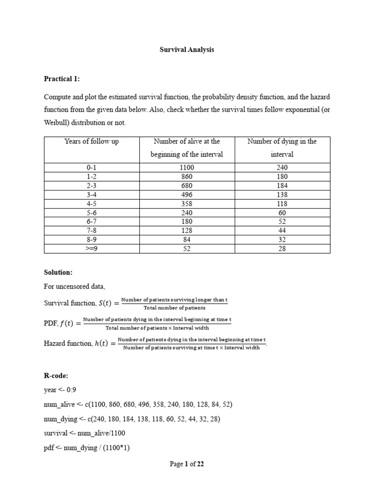Survival Analysis Practical | PDF | Probability Theory | Statistics
