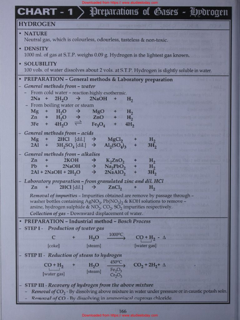 ICSE Class 9 Chemistry Additional Charts 01 Preparation of Gases | PDF