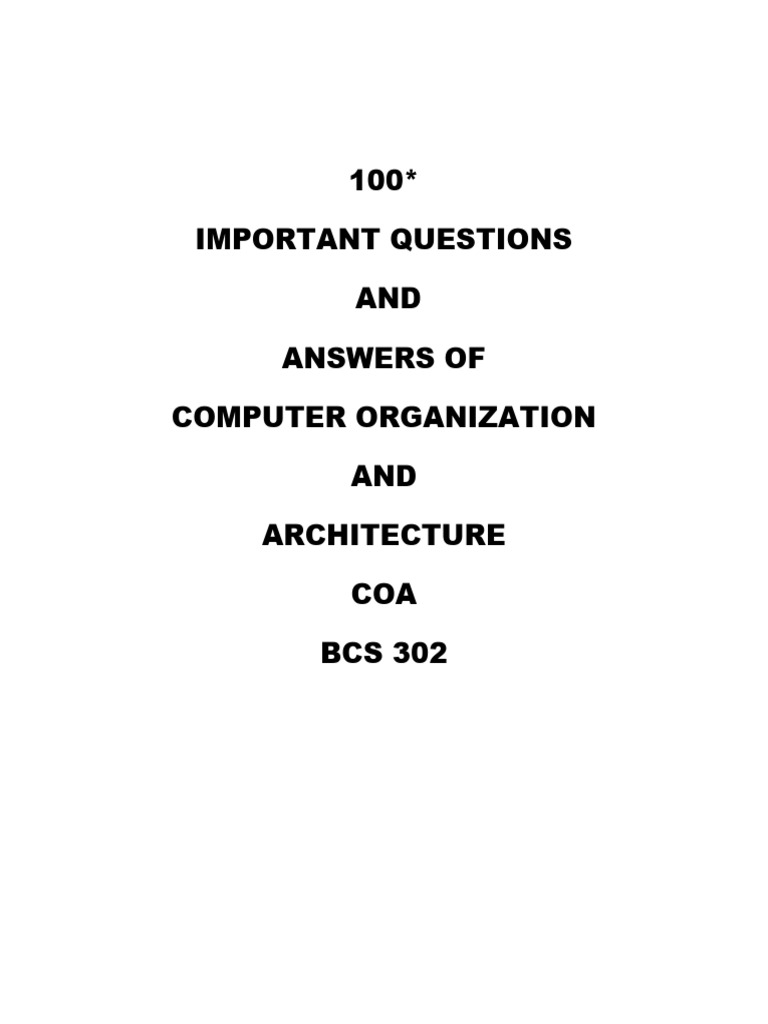 COA 100 Important Question and Answers (Draft) | PDF | Central ...