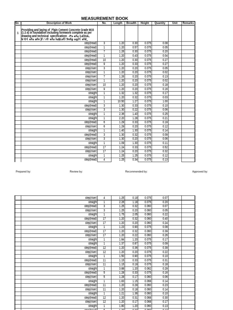 Construction Measurement Book | PDF | Stairs | Building Engineering