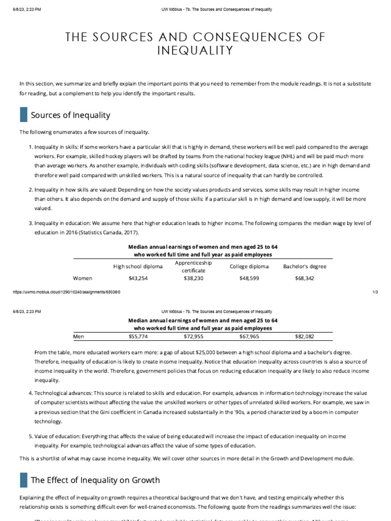 Sources and Effects of Income Inequality | PDF | Economic Inequality ...