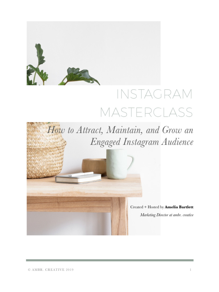Instagram+Masterclass+Workbook+ +Amelia+Bartlett+ +2019 | PDF