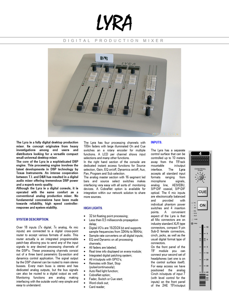 Lyra Brochure | PDF | Electronics | Sound Production