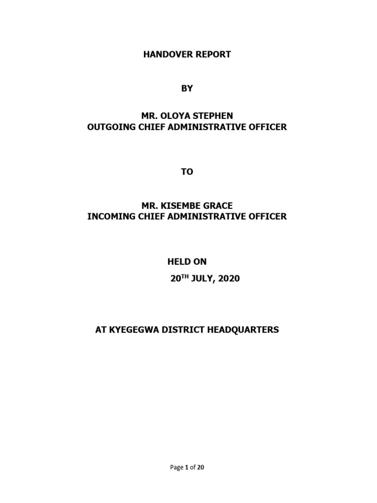 Kyegegwa District Handover Report 2020 | PDF | Poverty Reduction
