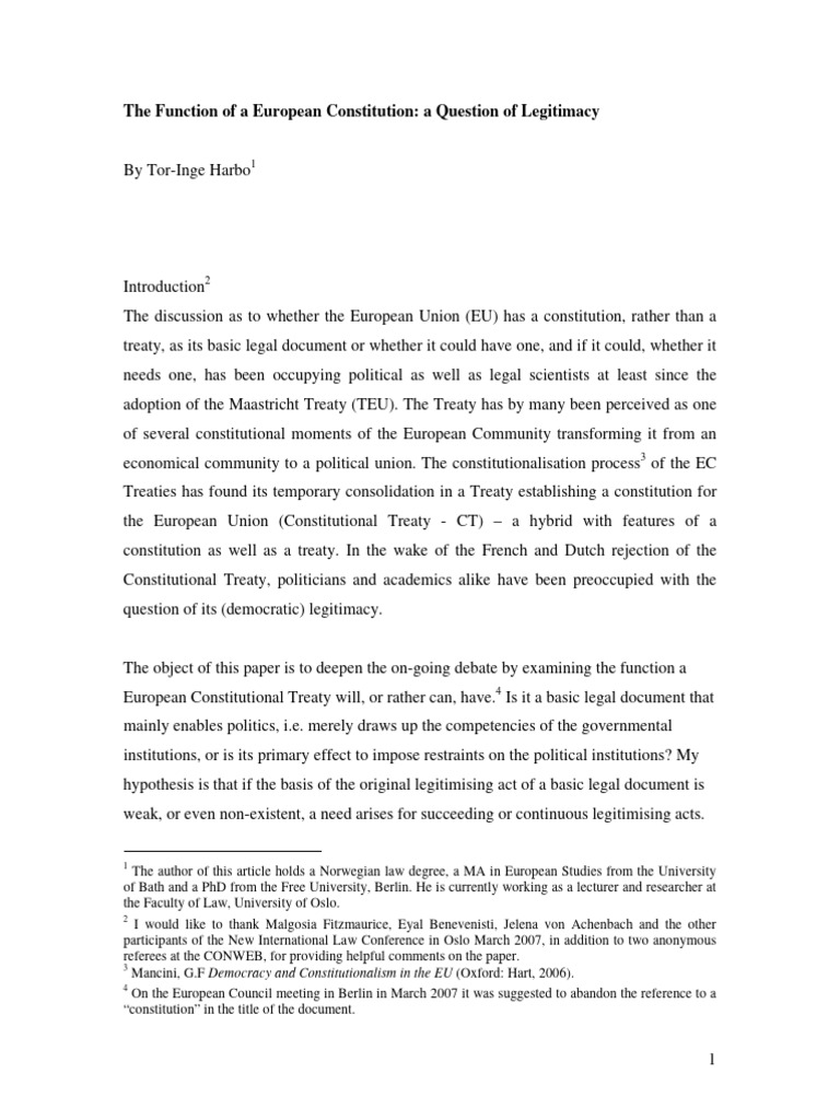 Function of European Constitution | PDF | European Court Of Justice ...