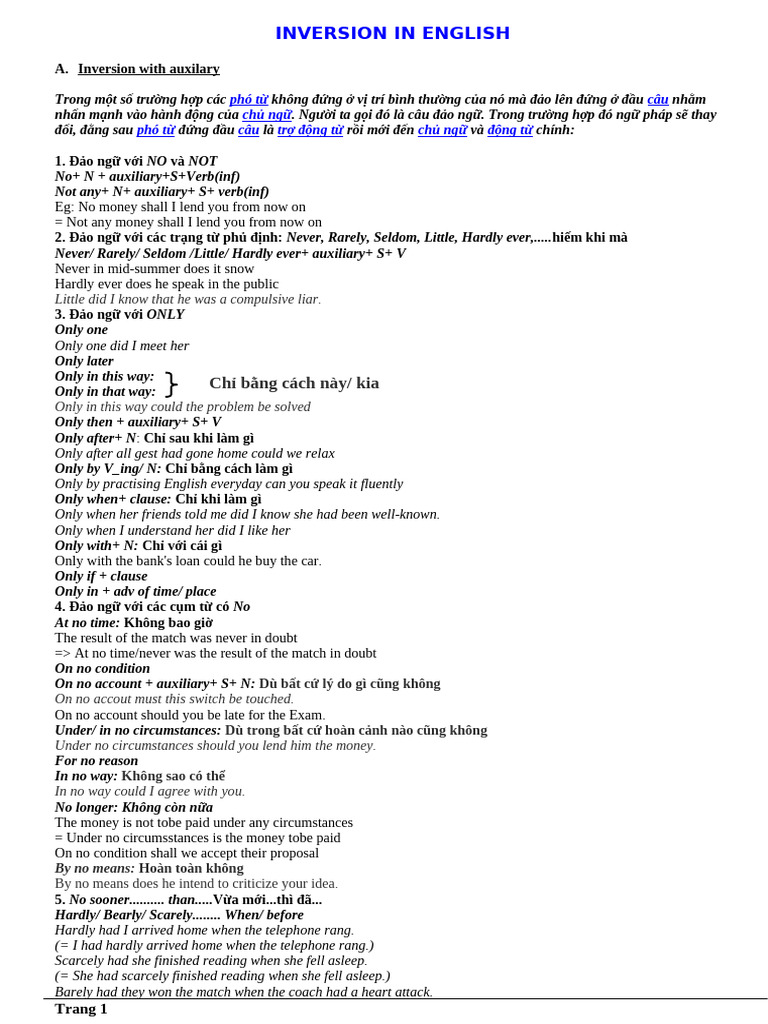 Inversion in English | PDF