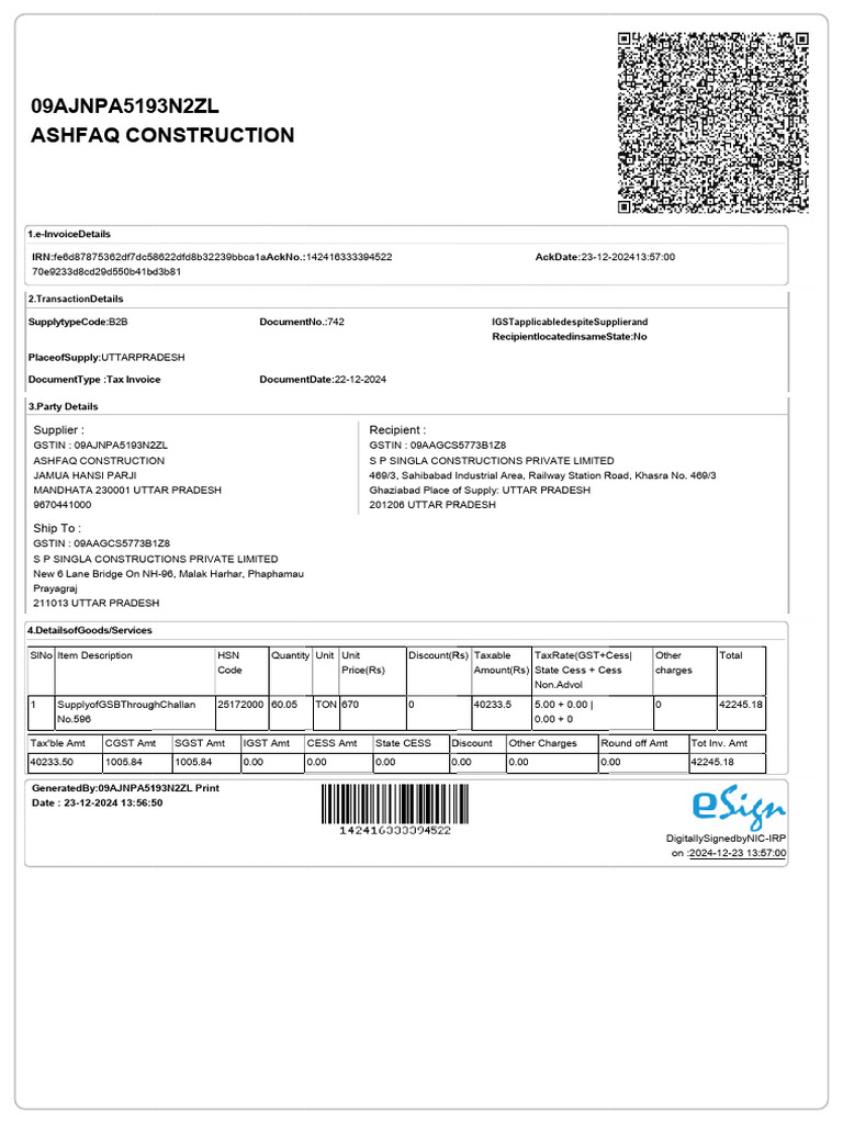 SP SINGLA WRONG BILL ASFAQ CHALLAN 589,223,596 | PDF | Invoice | Government Finances
