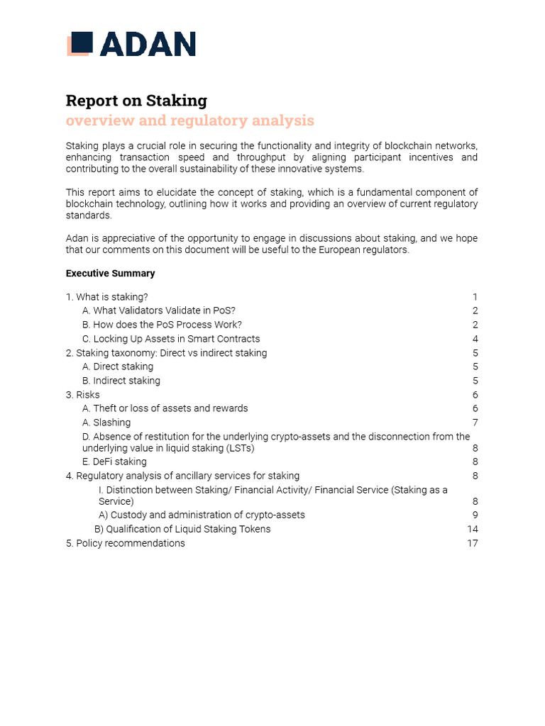 Adan Staking Report 2024 | PDF | Cryptocurrency | Computer Security