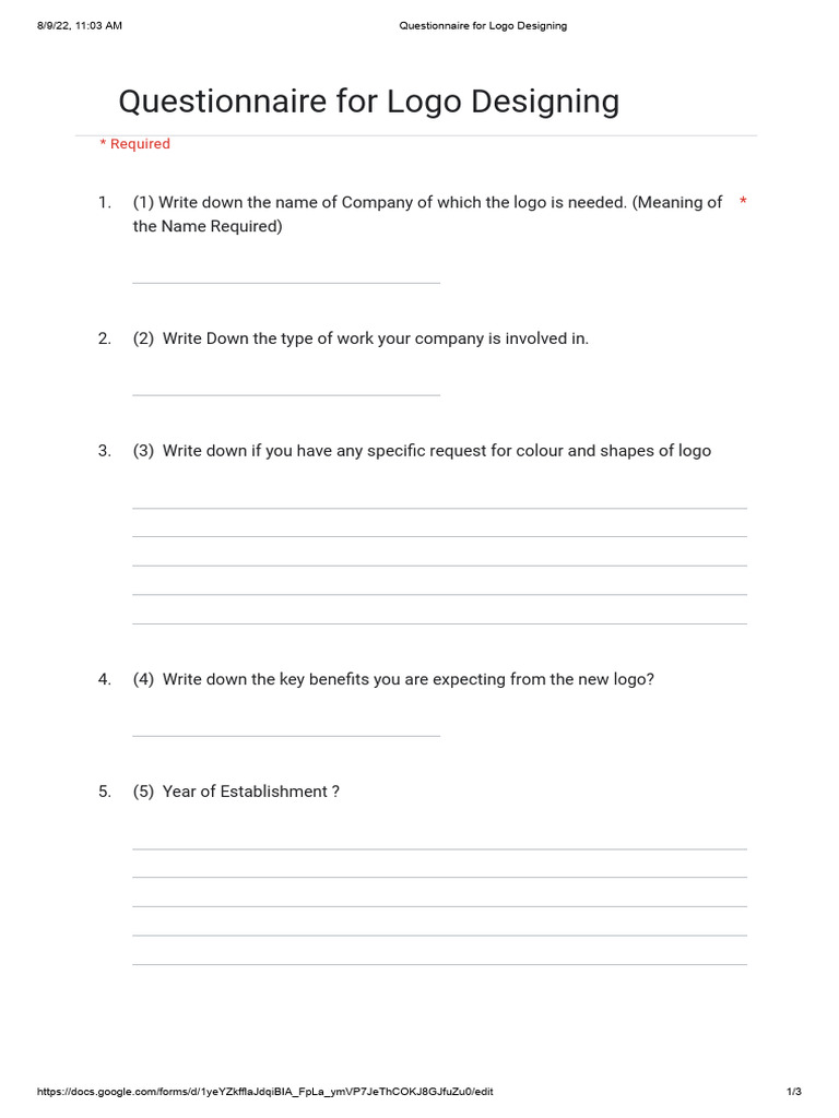 Logo Design Questionnaire Template | PDF