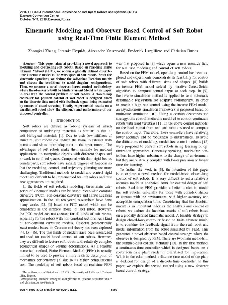 Soft Robot Control via Real-Time FEM | PDF | Finite Element Method ...