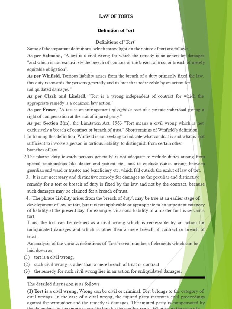 Tort Notes | PDF | Tort | Damages