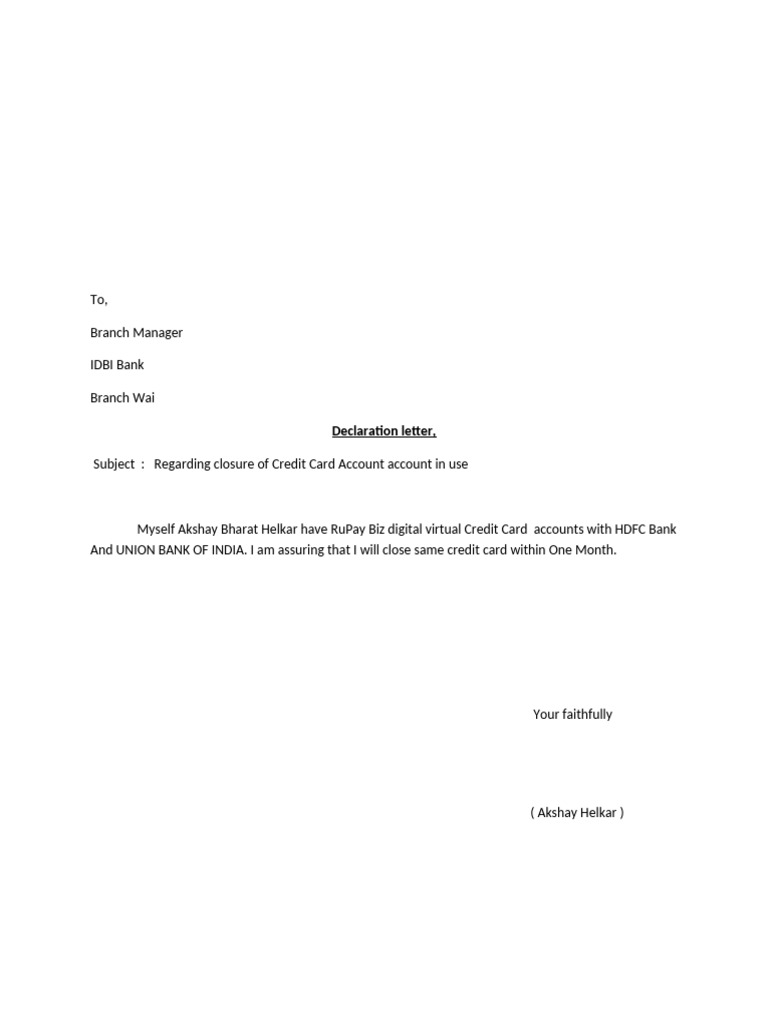 HDFC Credit Card Closure | PDF