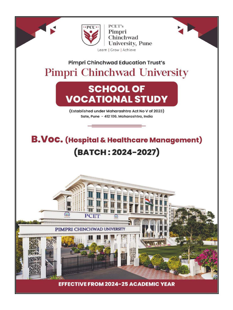 PCU BVoc - Hospital and Healthcare Management Pattern 2024 | PDF