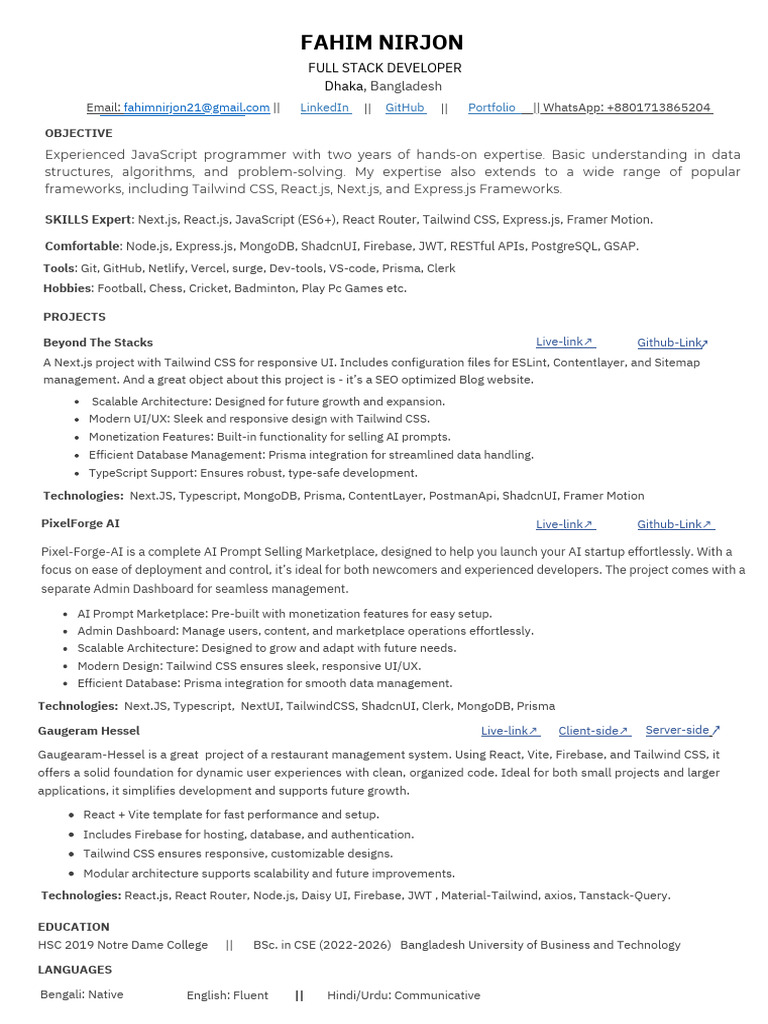 Fahim Nirjon's JavaScript Portfolio | PDF | Computing | Software Engineering