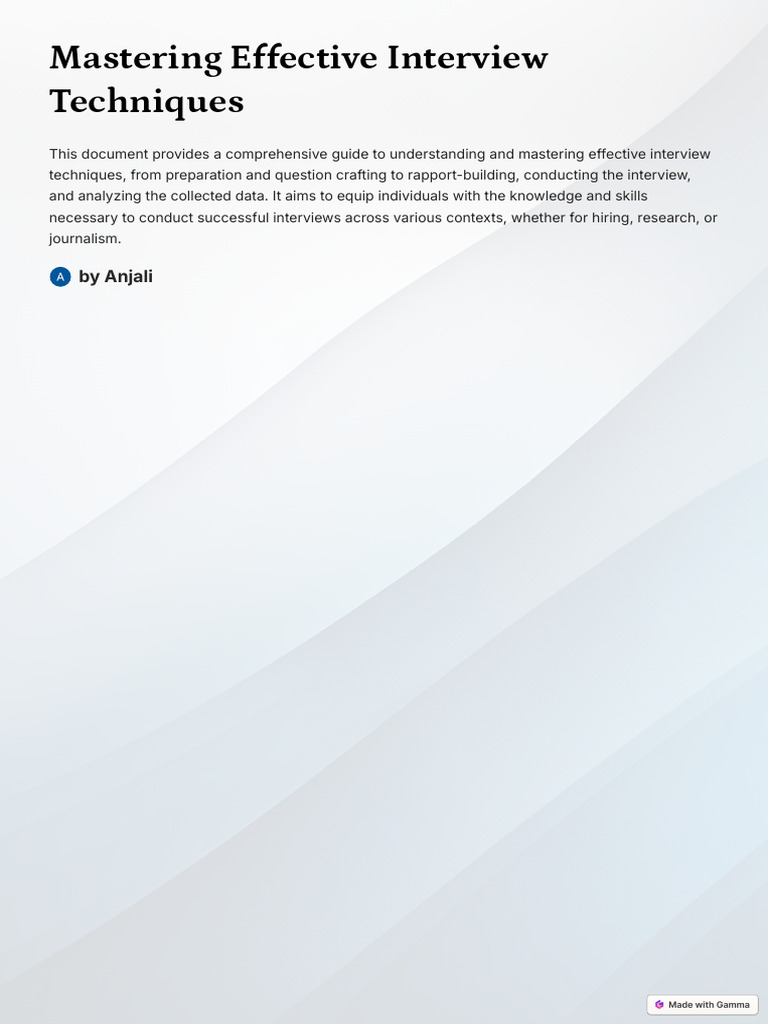 Mastering-Effective-Interview-Techniques | PDF | Interview | Conversation