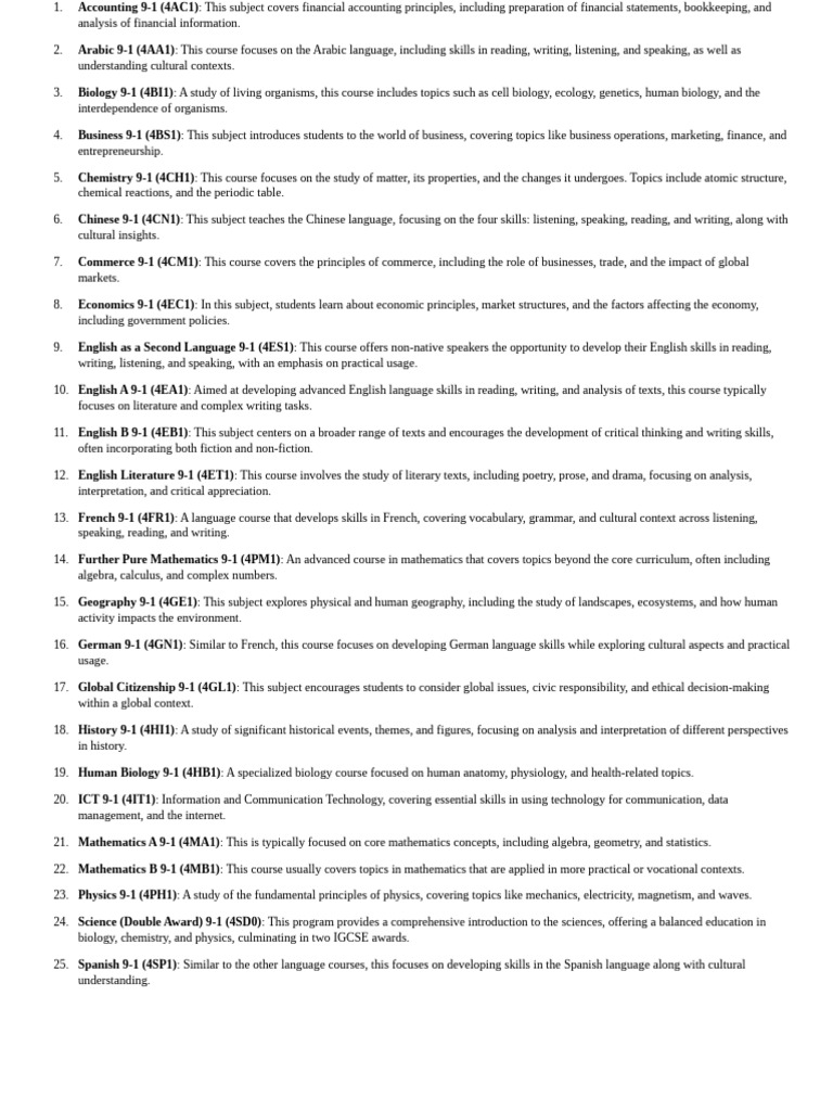 Igcse Subjects Pdf Mathematics Analysis