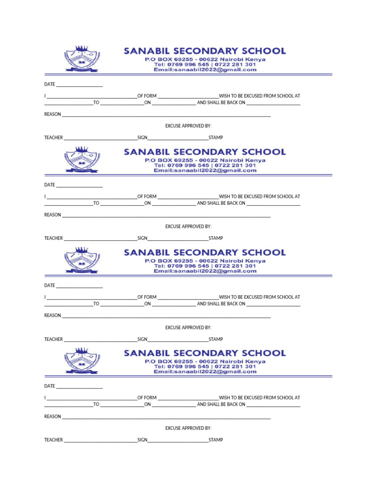 School Leave Out Sheet | PDF