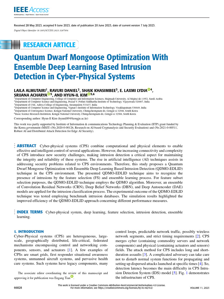 Quantum Dwarf Mongoose Optimization With Ensemble Deep Learning Based Intrusion Detection in ...