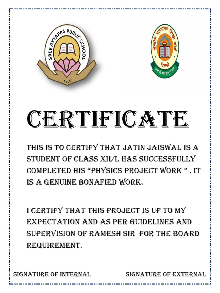 Certificate Physics | PDF