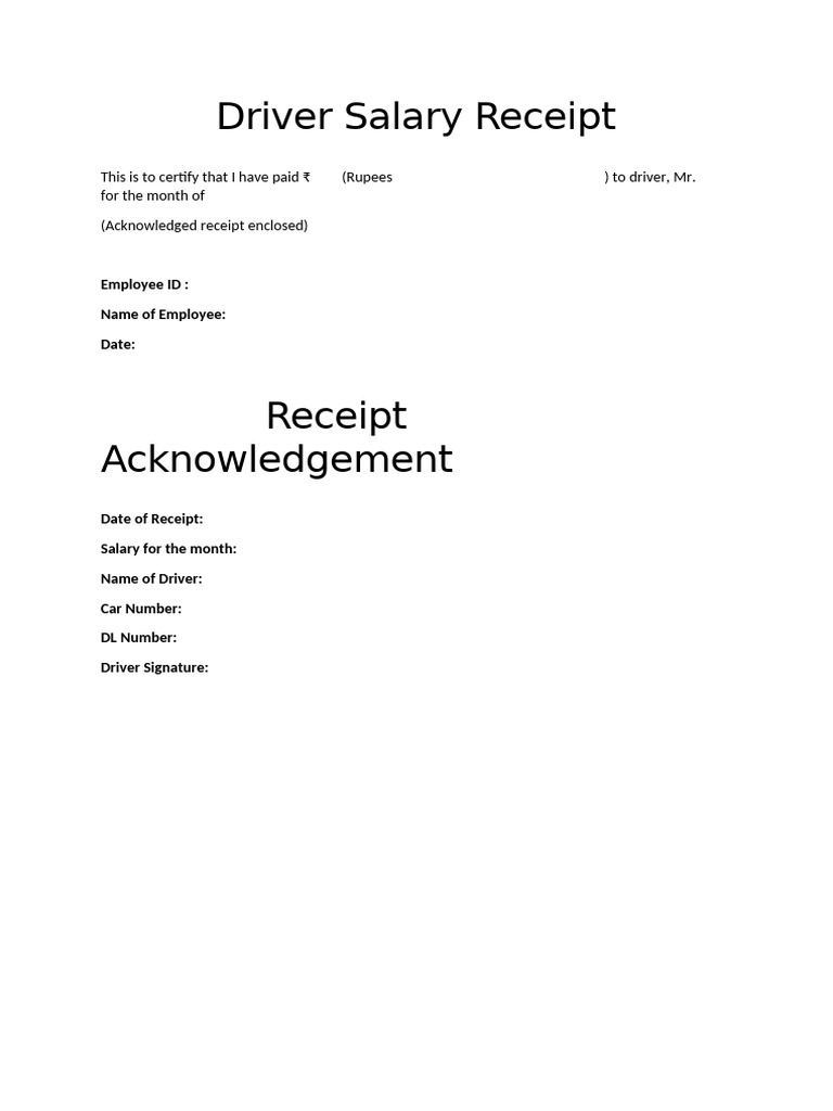 Driver Salary Receipt | PDF
