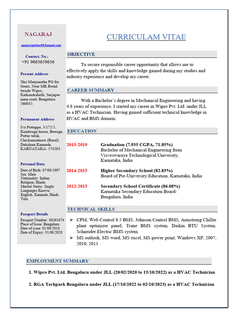 Nagaraj CV | PDF | Air Conditioning | Building Technology